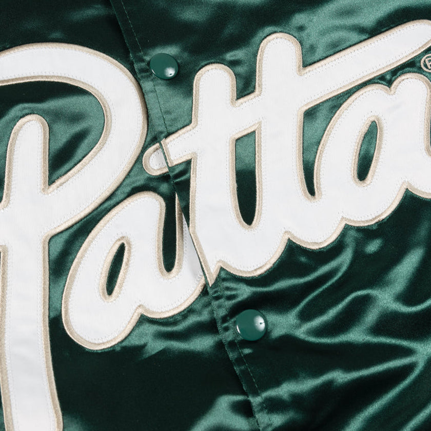 Script Logo Satin Varsity Jacket Bistrot Green | Starcowparis